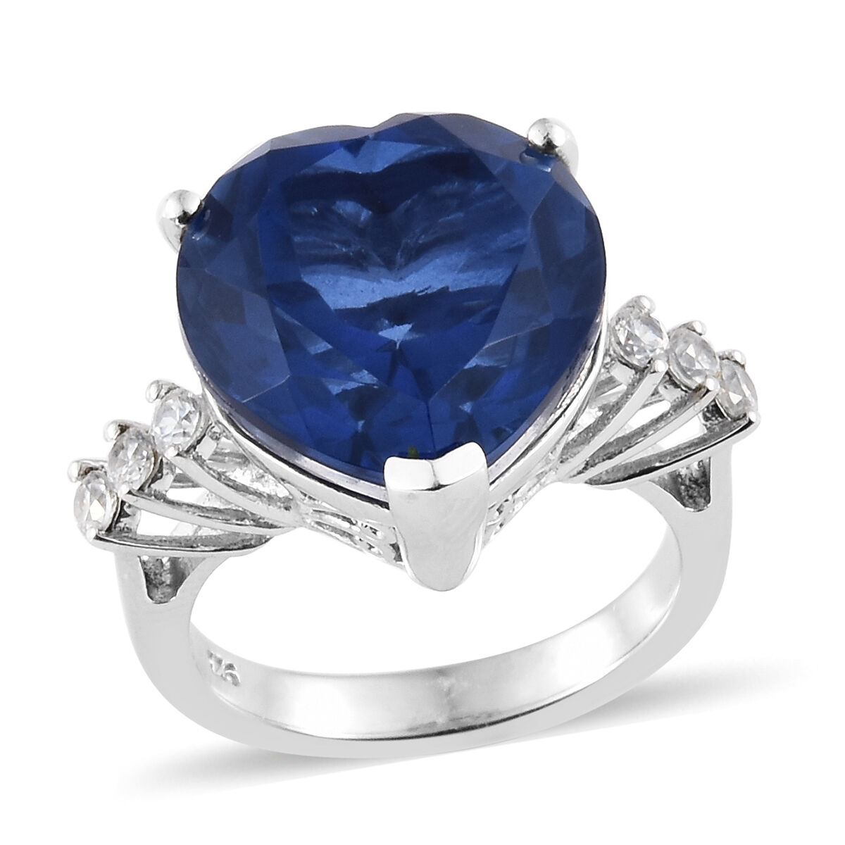 11 Ct Ceylon Colour Quartz and Natural Zircon Heart Ring in Platinum ...