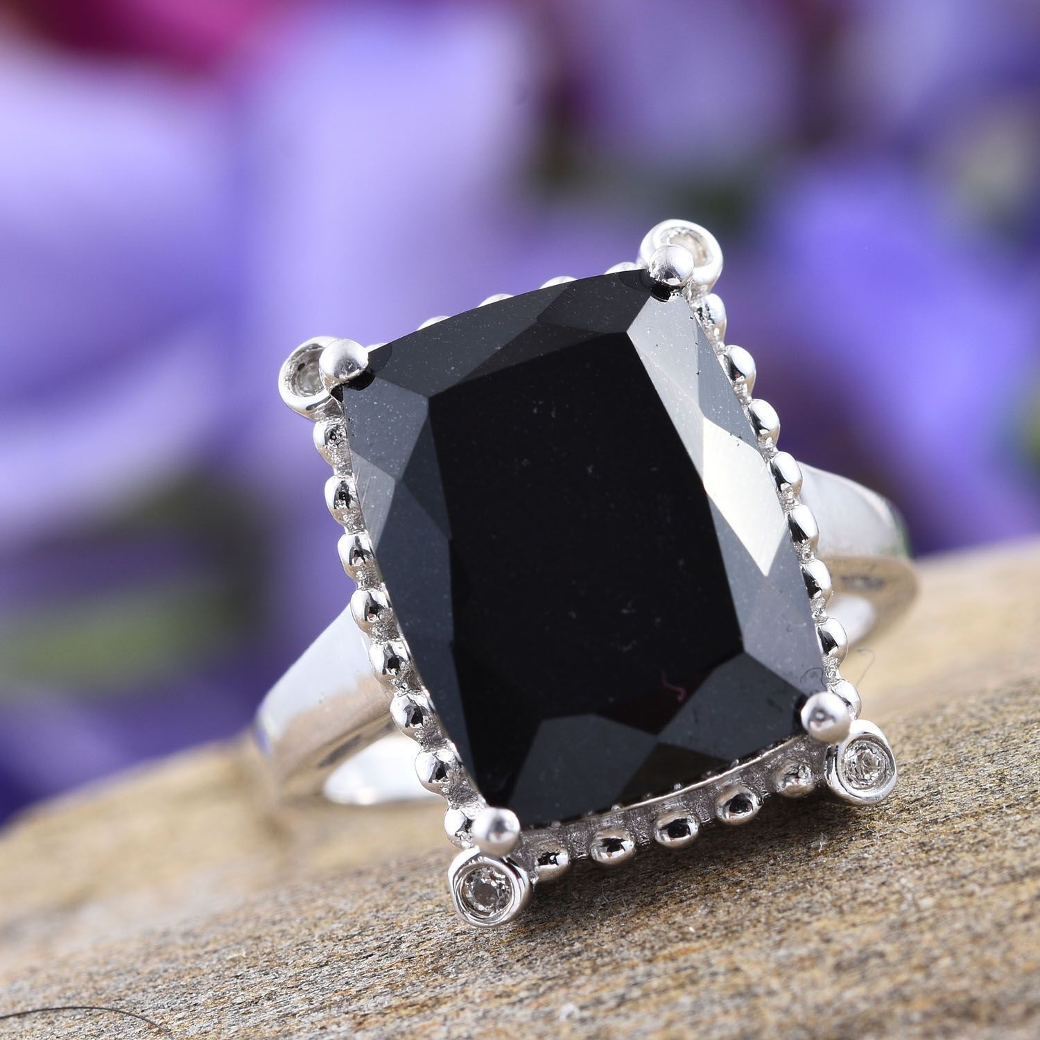 Australian Midnight Tourmaline and White Topaz Ring in Silver 11.11 Ct ...