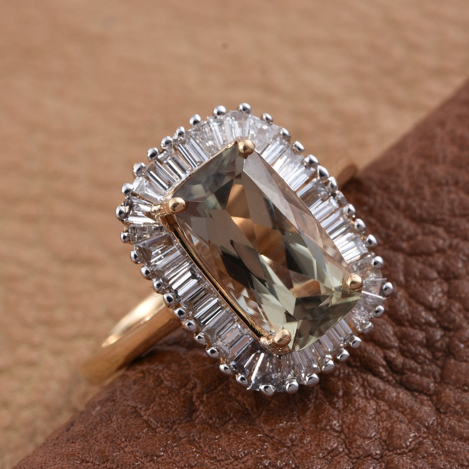 ILIANA 18K Y Gold Natural Turkizite (Cush 3.50 Ct), Diamond Ring 4.000 ...