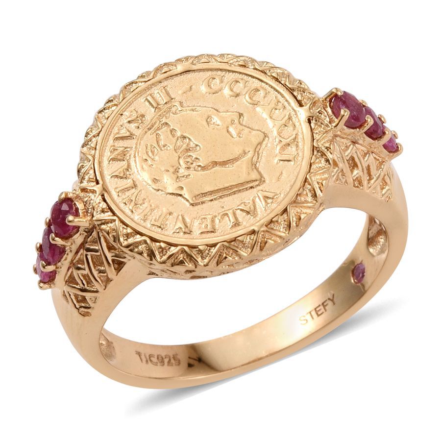 Stefy African Ruby (Rnd), Pink Sapphire Ring with Coin in 14K Gold ...