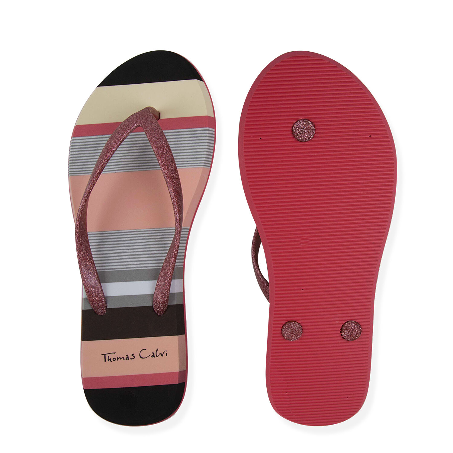 Brand New - Thomas Calvi - Deluxe Sparkle Flip Flop Black - M3381414 - TJC