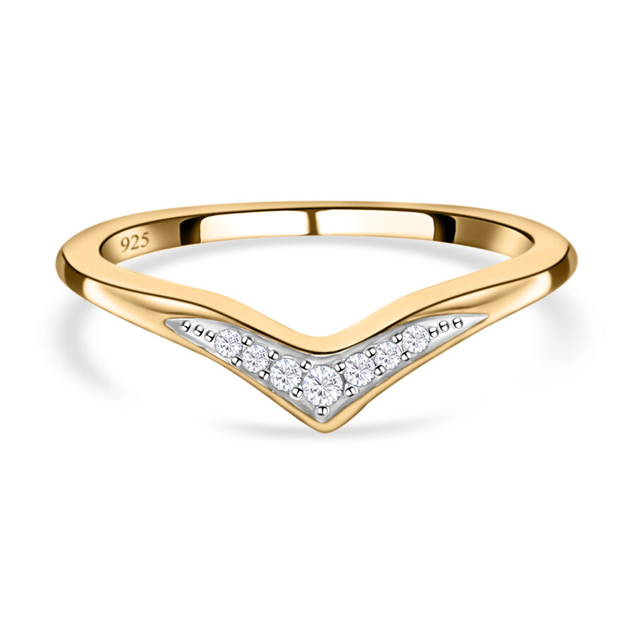TJC White Diamond Wishbone Ring in Yellow Gold Over Silver Wt. 1.9 ...
