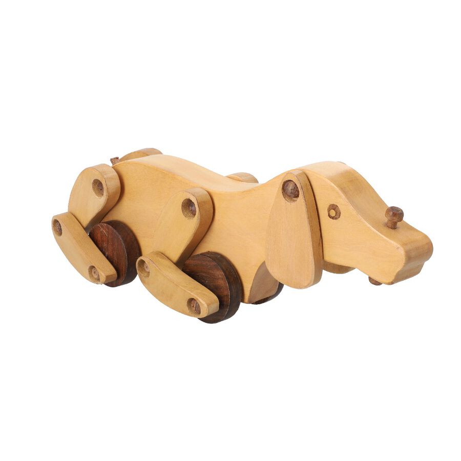 Handcrafted Wooden Toy Dog with Wheels for Kids - 3489531 - TJC