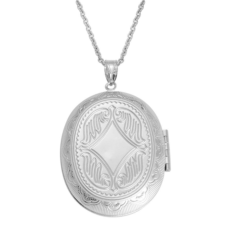 Blue and White Austrian Crystal Locket Pendant With Chain (Size 24) in ...