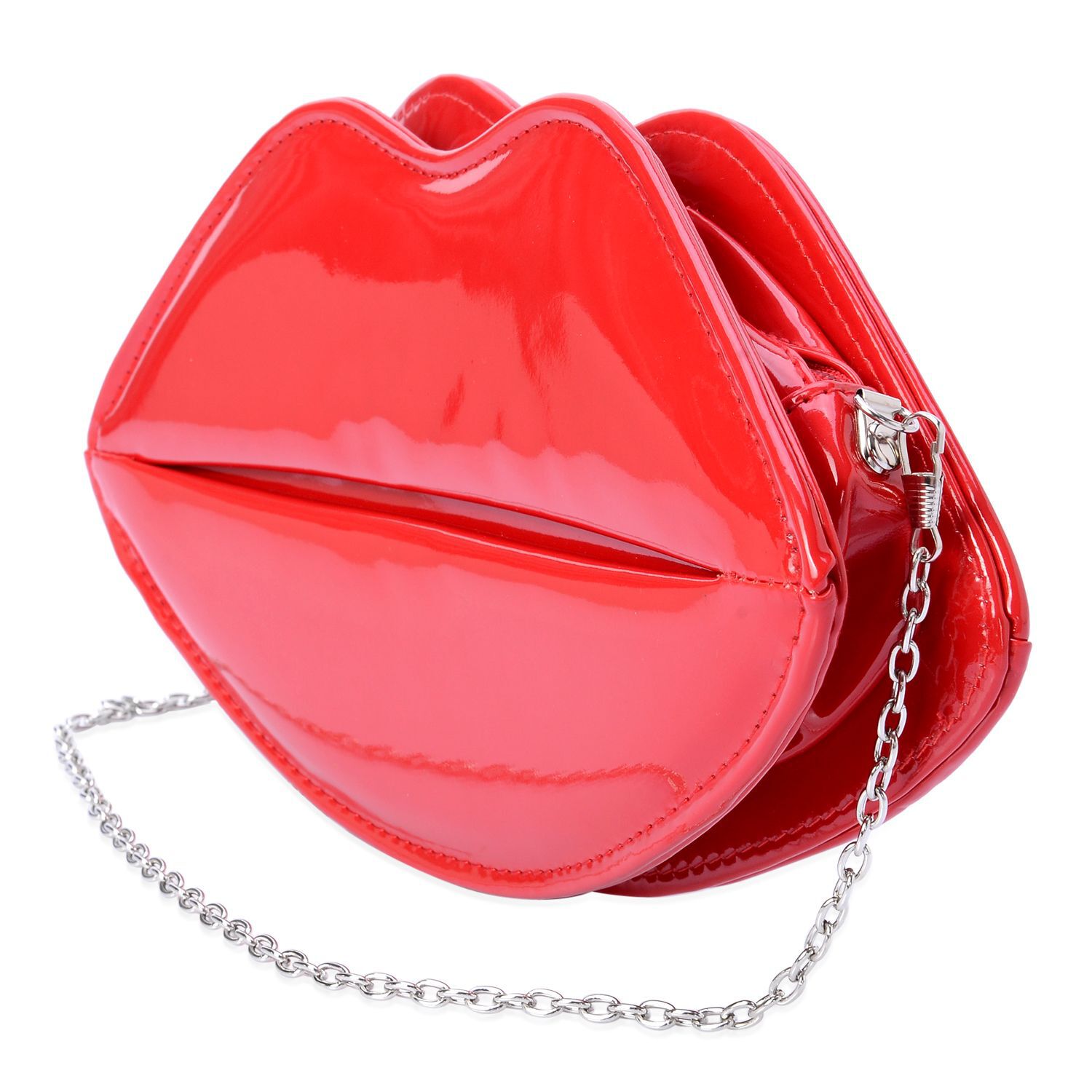 Lipstick Red Pout Clutch Bag with Chain Strap (Size 28x14x5 Cm ...