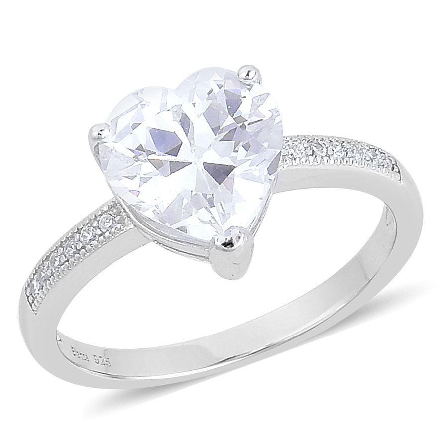 ELANZA AAA Simulated White Diamond Solitaire Ring in Rhodium Plated ...