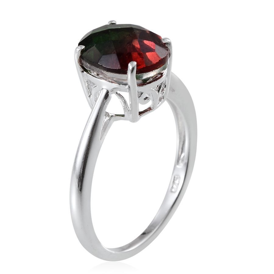 Tourmaline Colour Quartz (Ovl) Solitaire Ring in Sterling Silver 3.250 ...