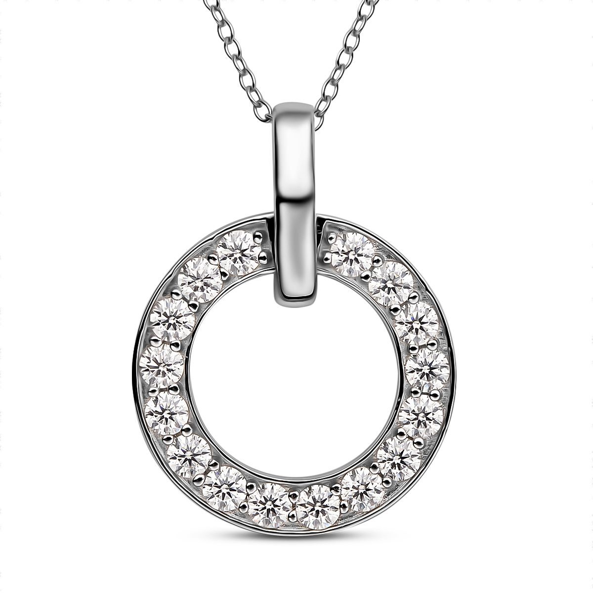Moissanite Circle of Life Pendant with Chain(Size 18.0) in Sterling ...