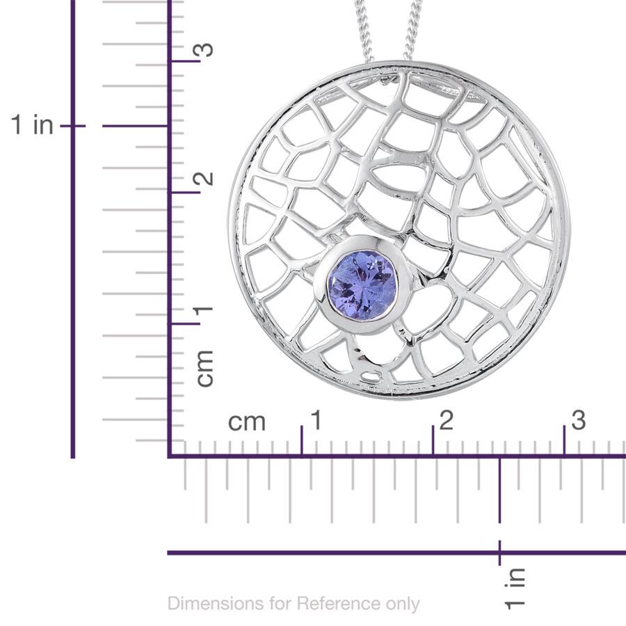 Tanzanite (Rnd) Pendant With Chain in Platinum Overlay Sterling Silver ...