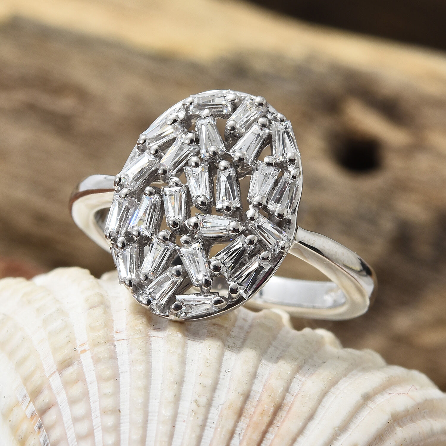 Lustro Stella - Platinum Overlay Sterling Silver (Bgt) Firecracker Ring ...