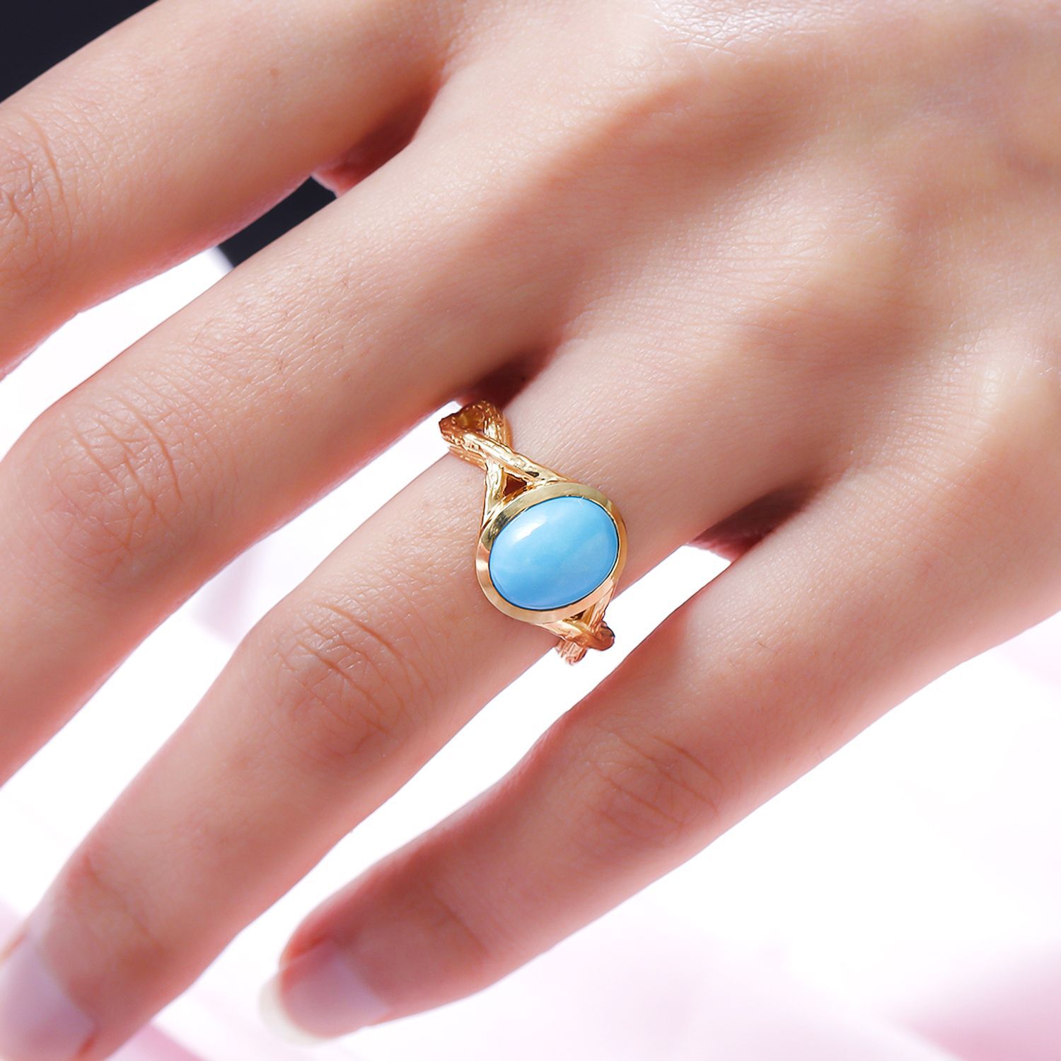 Arizona Sleeping Beauty Turquoise Ring in 18K Vermeil Yelllow Gold ...