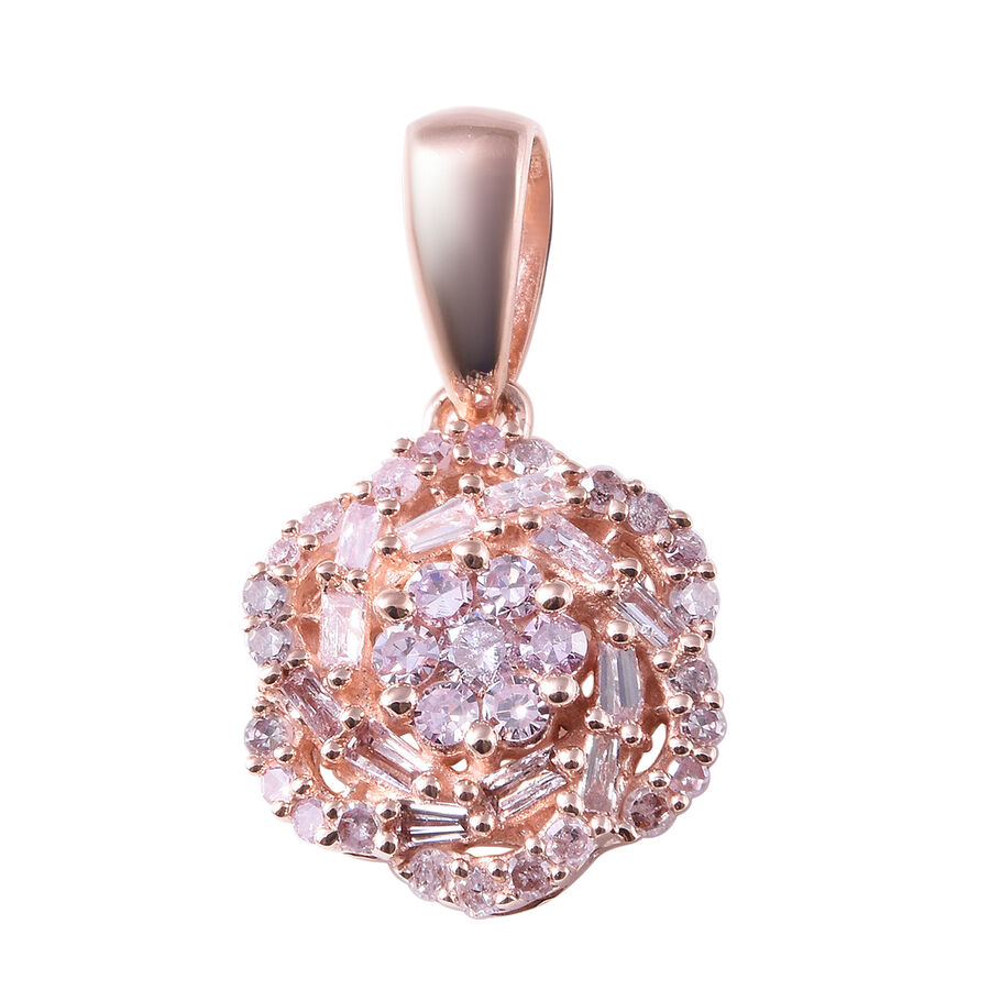 0.50 Ct Natural Pink Diamond Pressure Set Pendant in 9K Rose Gold ...