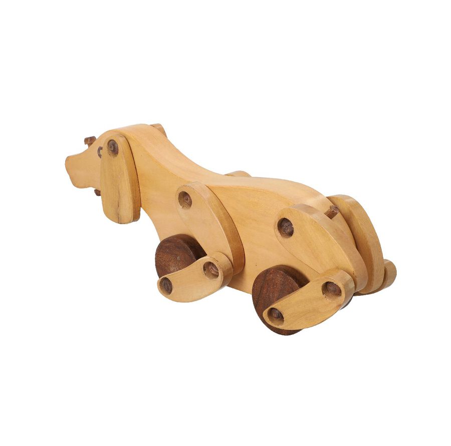 Handcrafted Wooden Toy Dog with Wheels for Kids - 3489531 - TJC