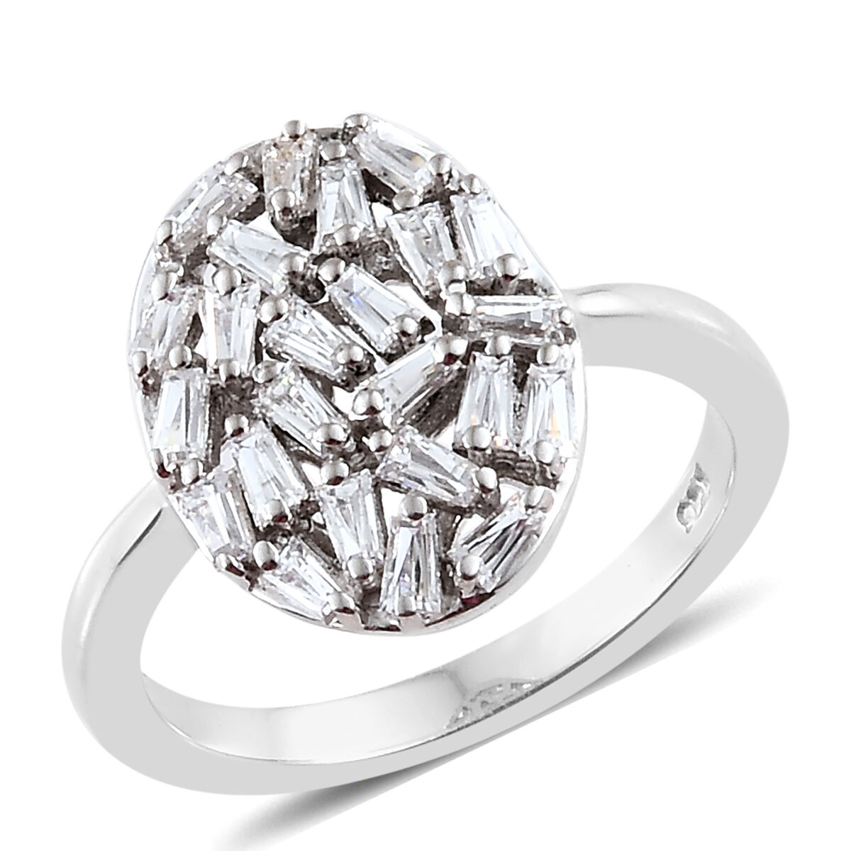 Lustro Stella - Platinum Overlay Sterling Silver (Bgt) Firecracker Ring ...