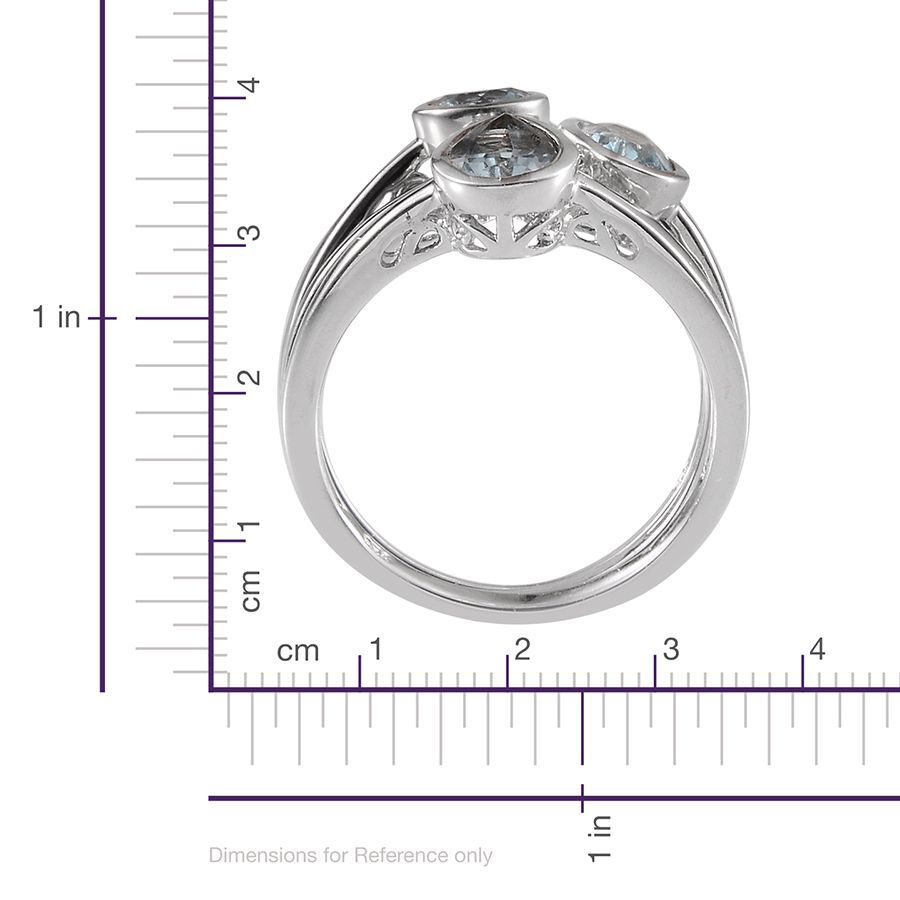 Sky Blue Topaz (Ovl 1.00 Ct) Ring in Platinum Overlay Sterling Silver 2 ...