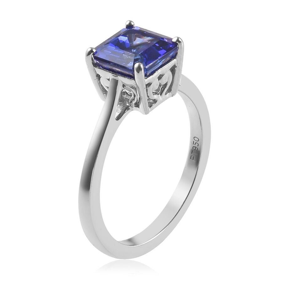 RHAPSODY 2 Carat AAAA Tanzanite Solitaire Ring in 950 Platinum 3.86 ...