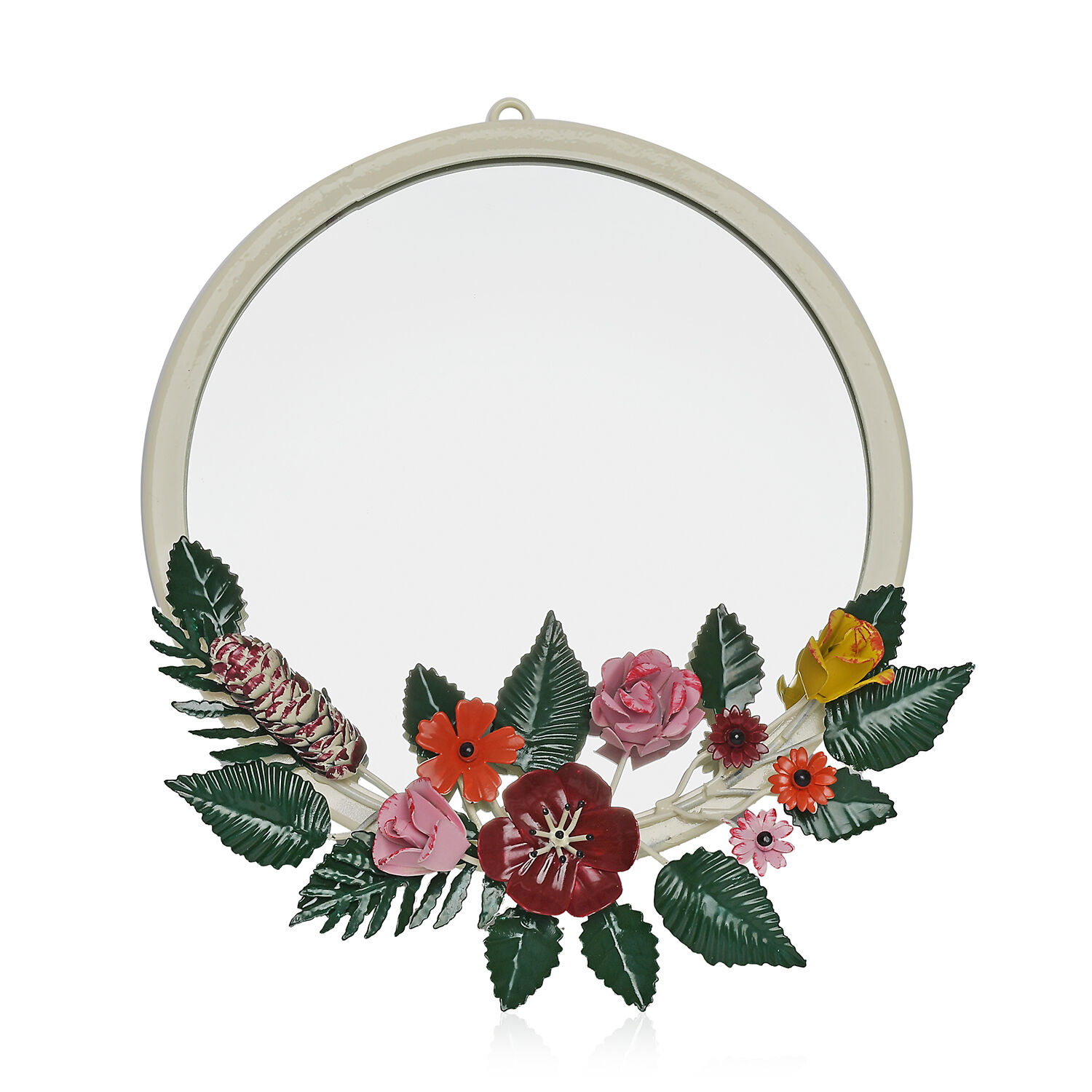 Home Decor Handmade and Painted Floral Wall Mirror Rose - 3467324 - TJC