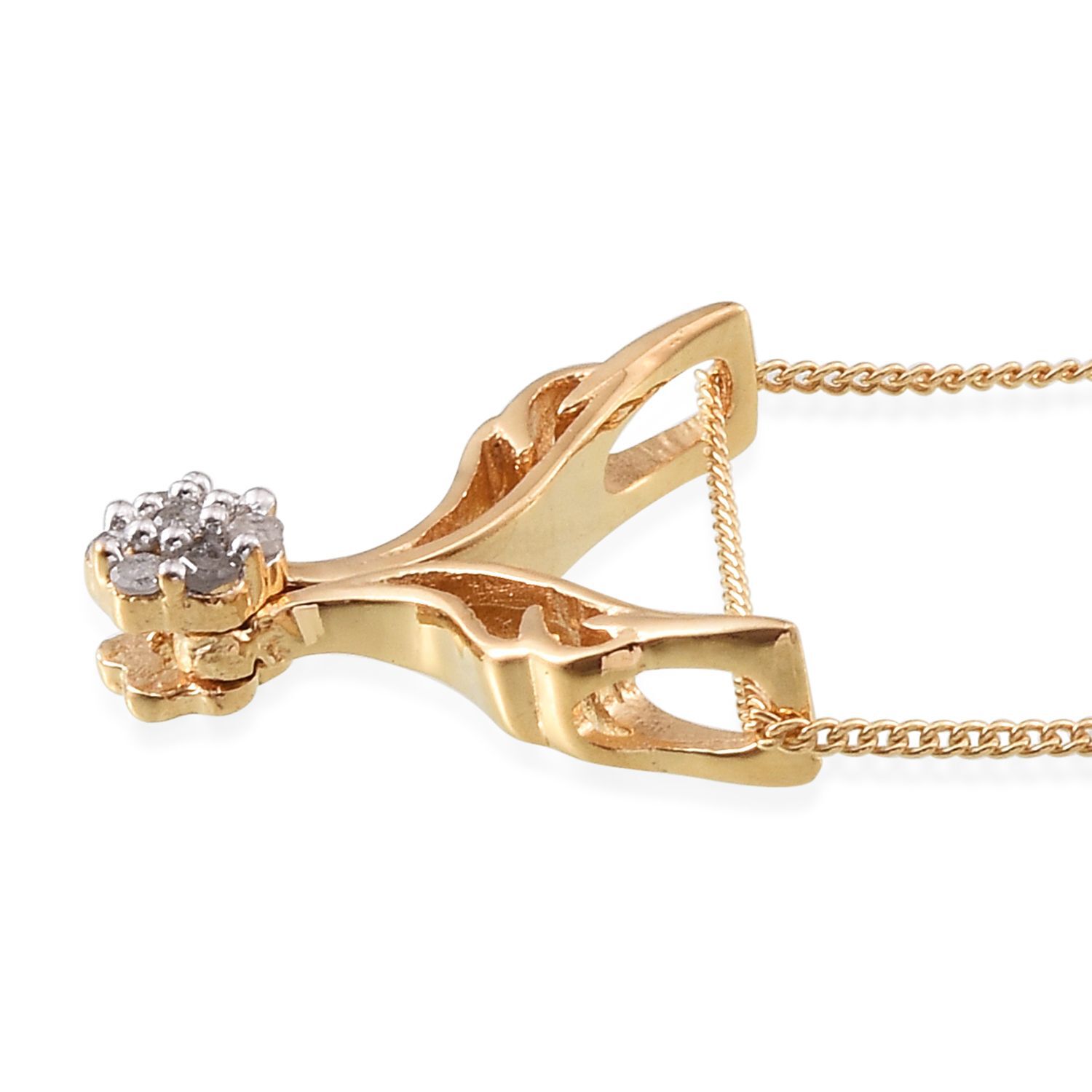 Diamond (Rnd) Pendant With Chain in 14K Gold Overlay Sterling Silver 0. ...