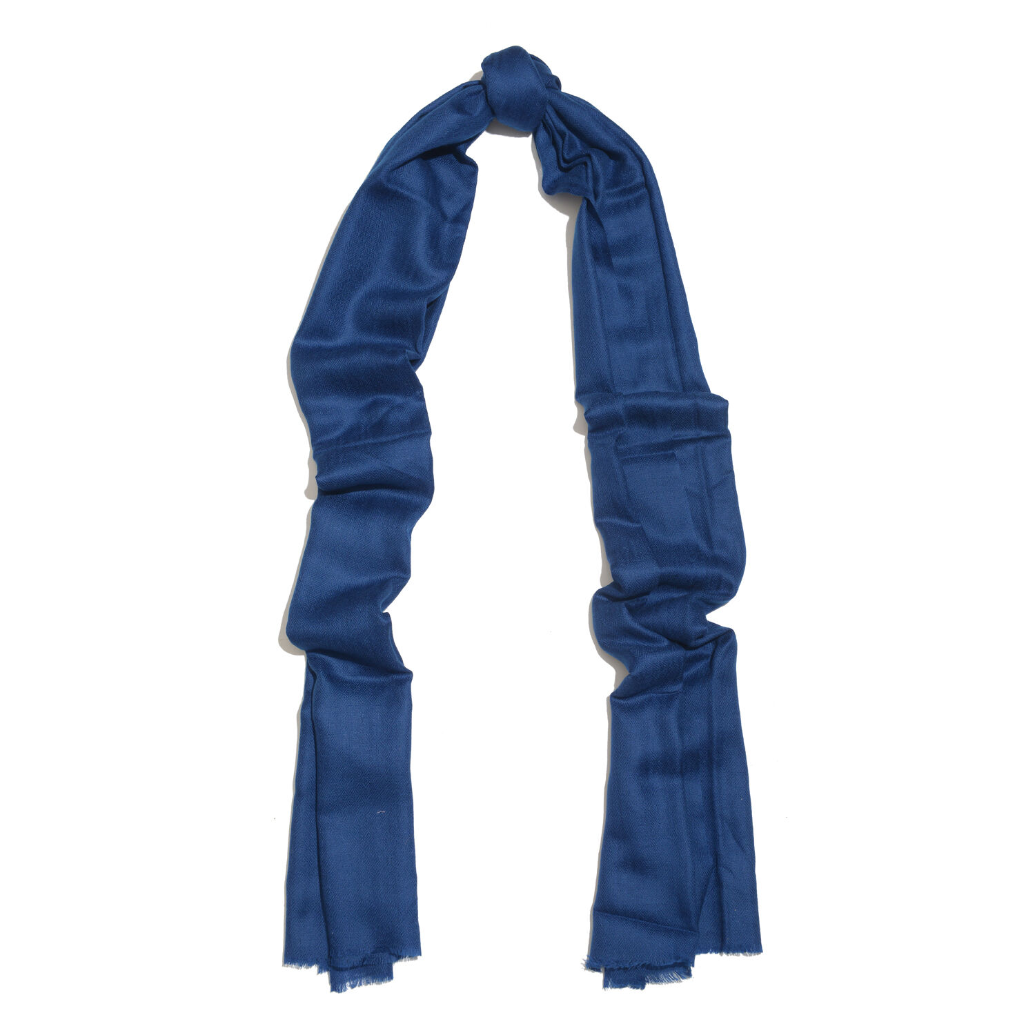100% Cashmere Wool French Blue Colour Shawl with Fringes (Size 190x70Cm ...
