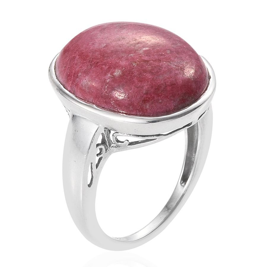 Norwegian Thulite (Ovl) Ring in Platinum Overlay Sterling Silver 17.250 ...