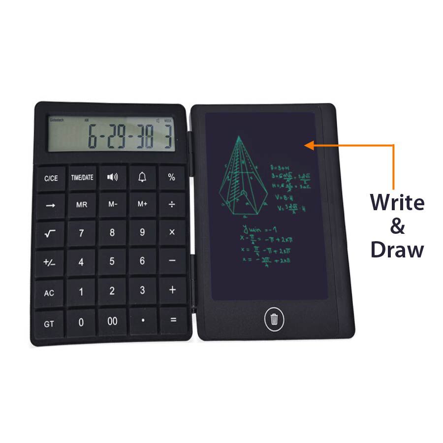 Rechargeable LCD Writing Tablet with Calculator Size 10.5x14.5x1.3 Cm ...
