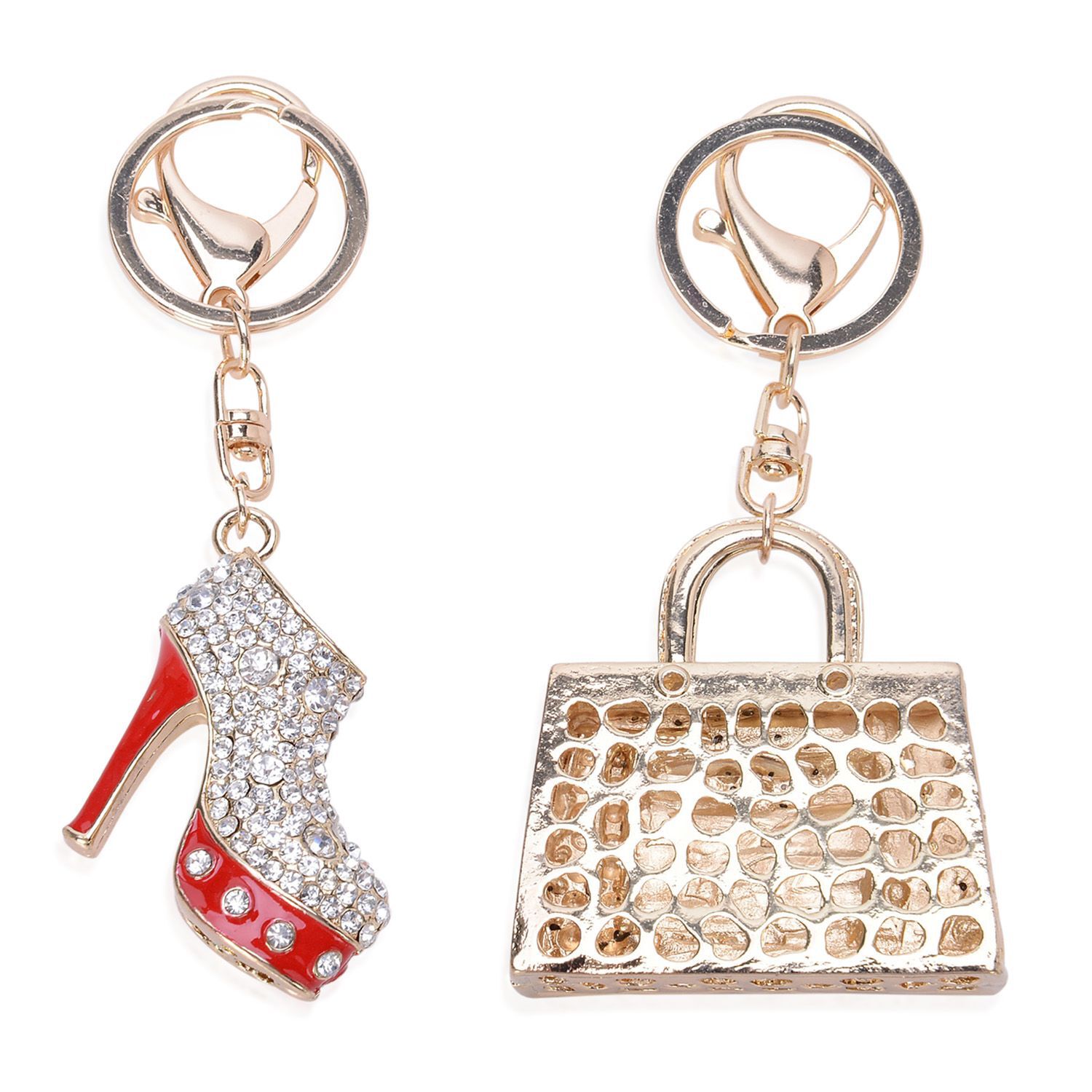 Set of 2 - White Austrian Crystal Studded Red Enameled Sandal and ...