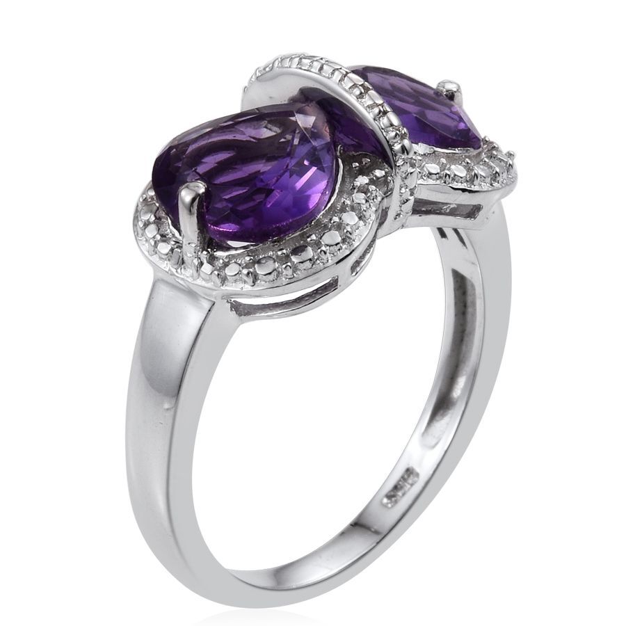 Uruguay Amethyst (Hrt) Ring in Platinum Overlay Sterling Silver 2.500 ...