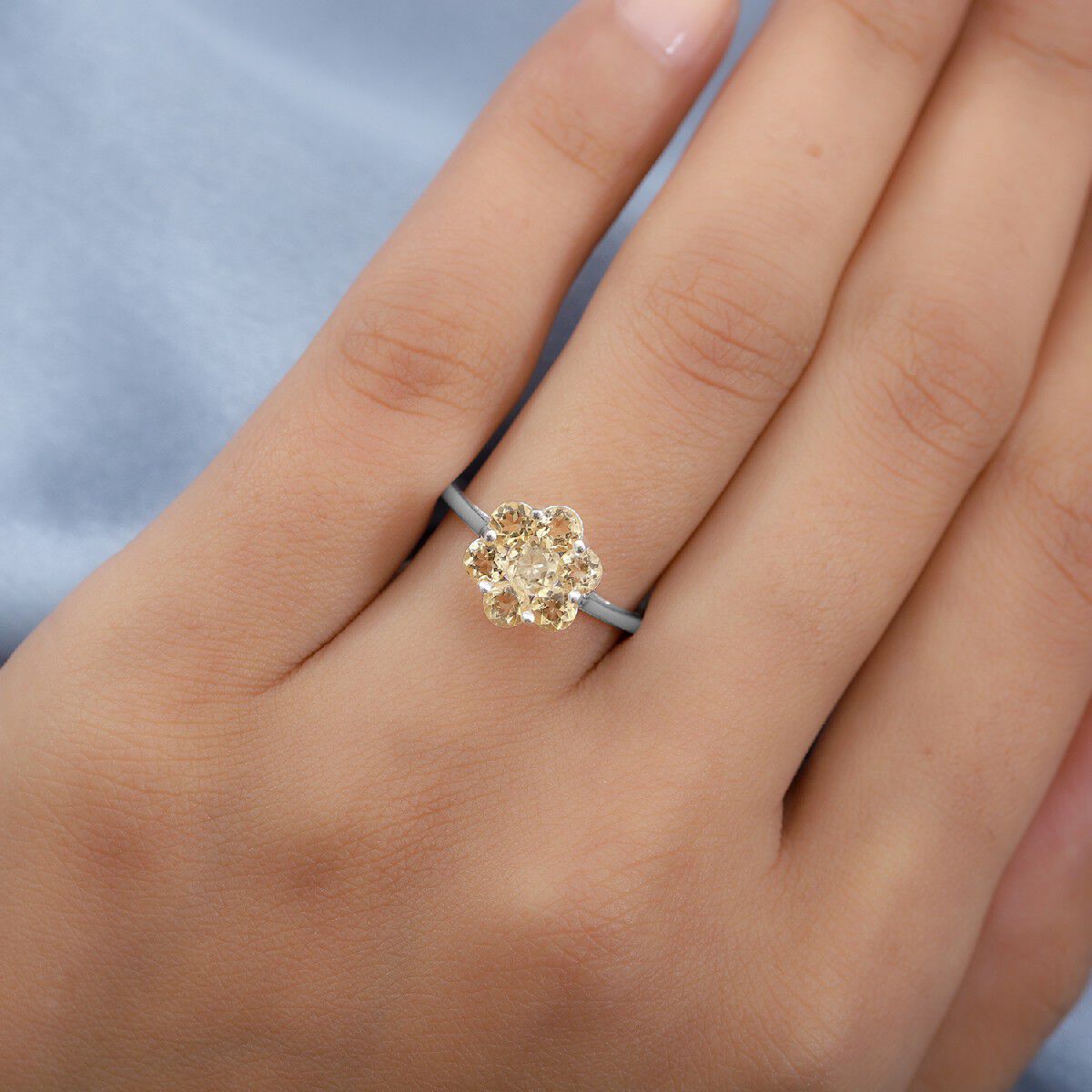 Citrine Floral Cluster Ring in Sterling Silver 1.21 Ct. - M3794146 - TJC