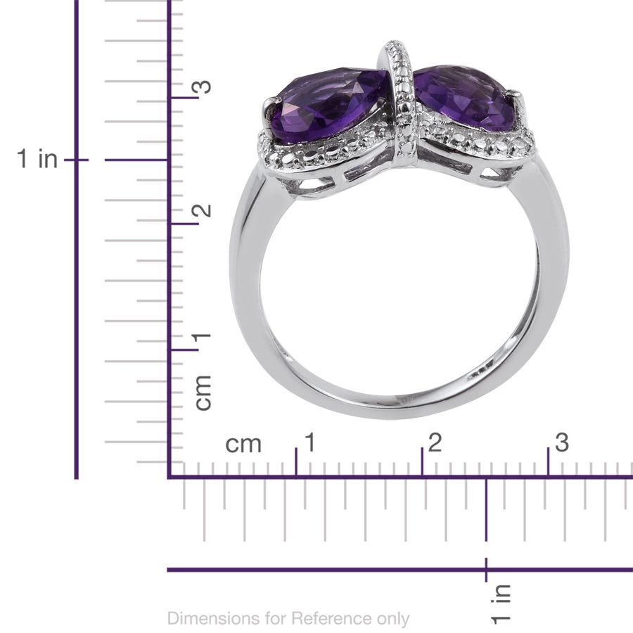 Uruguay Amethyst (Hrt) Ring in Platinum Overlay Sterling Silver 2.500 ...