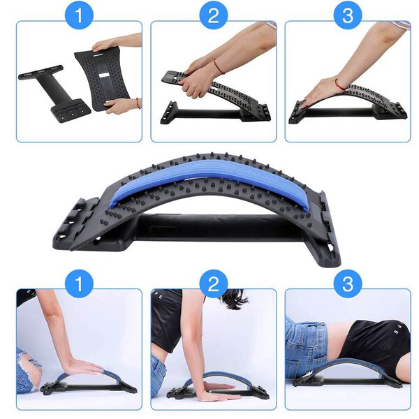 Back Stretcher with Adjustable Back Support (39x25cm) - Black and Blue ...