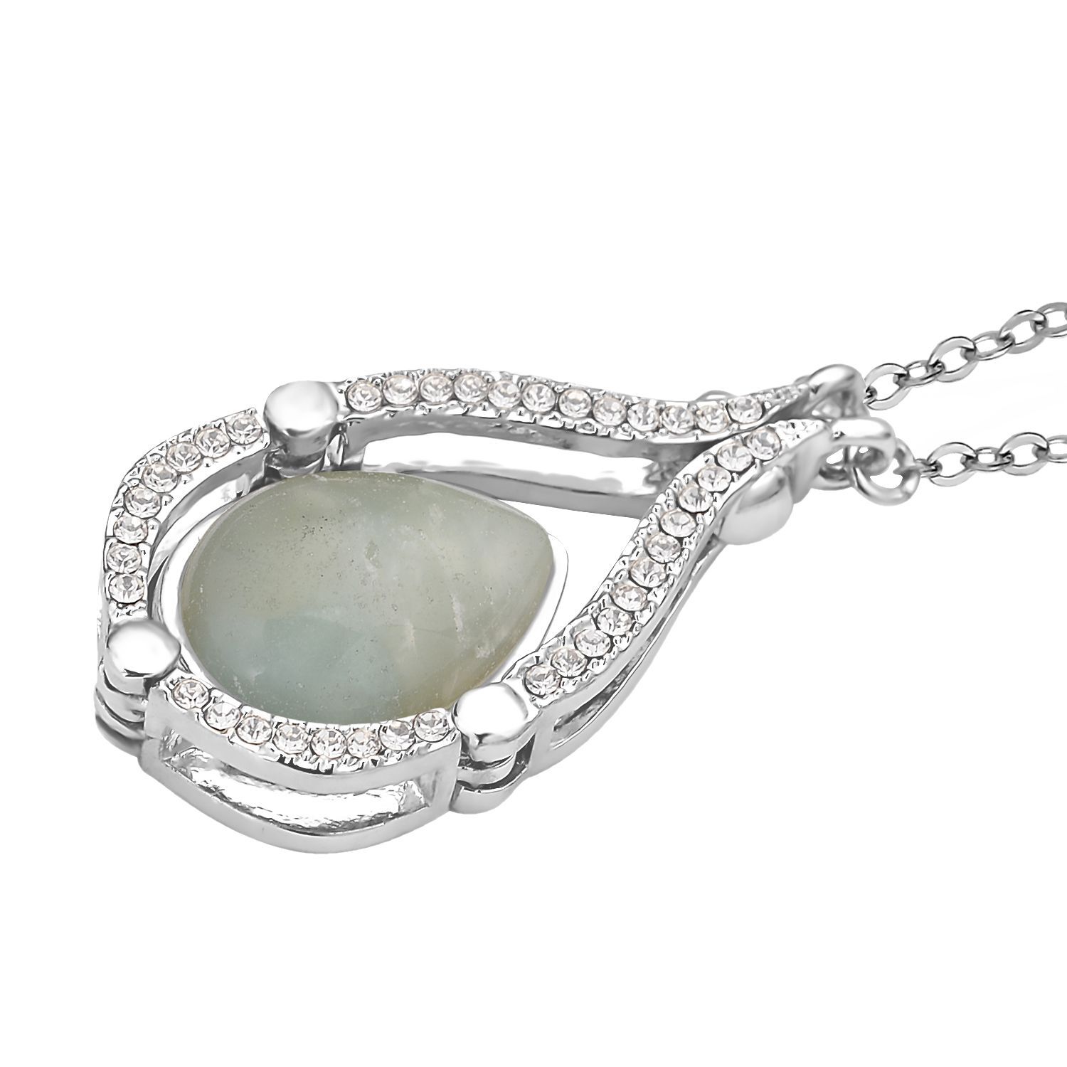 Amazonite and White Austrian Crystal Two Way Necklace (Size - 20 with 4 ...