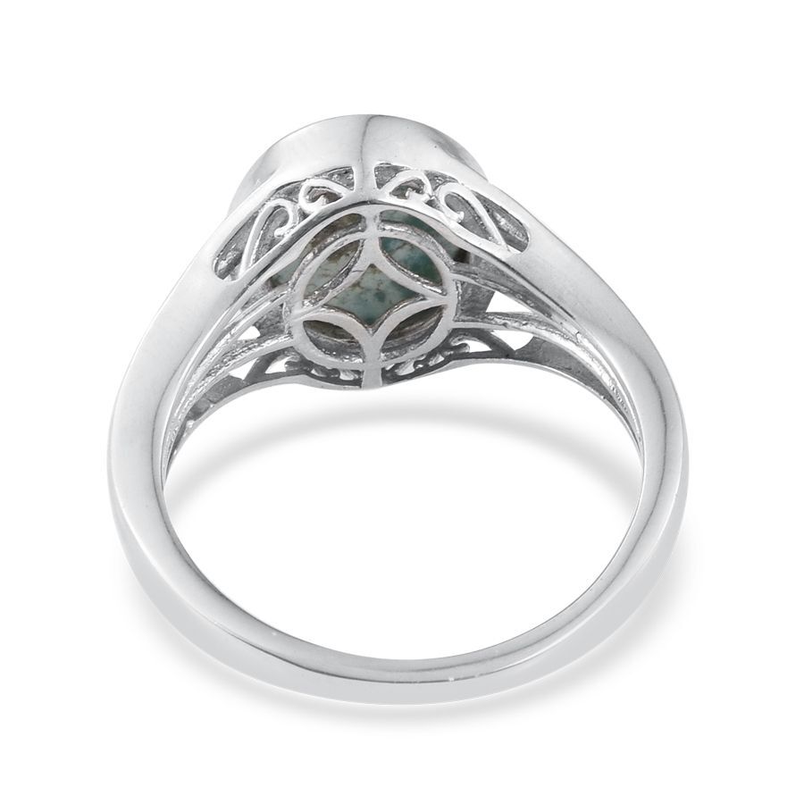 Sonoran Turquoise (Ovl) Solitaire Ring in Platinum Overlay Sterling ...