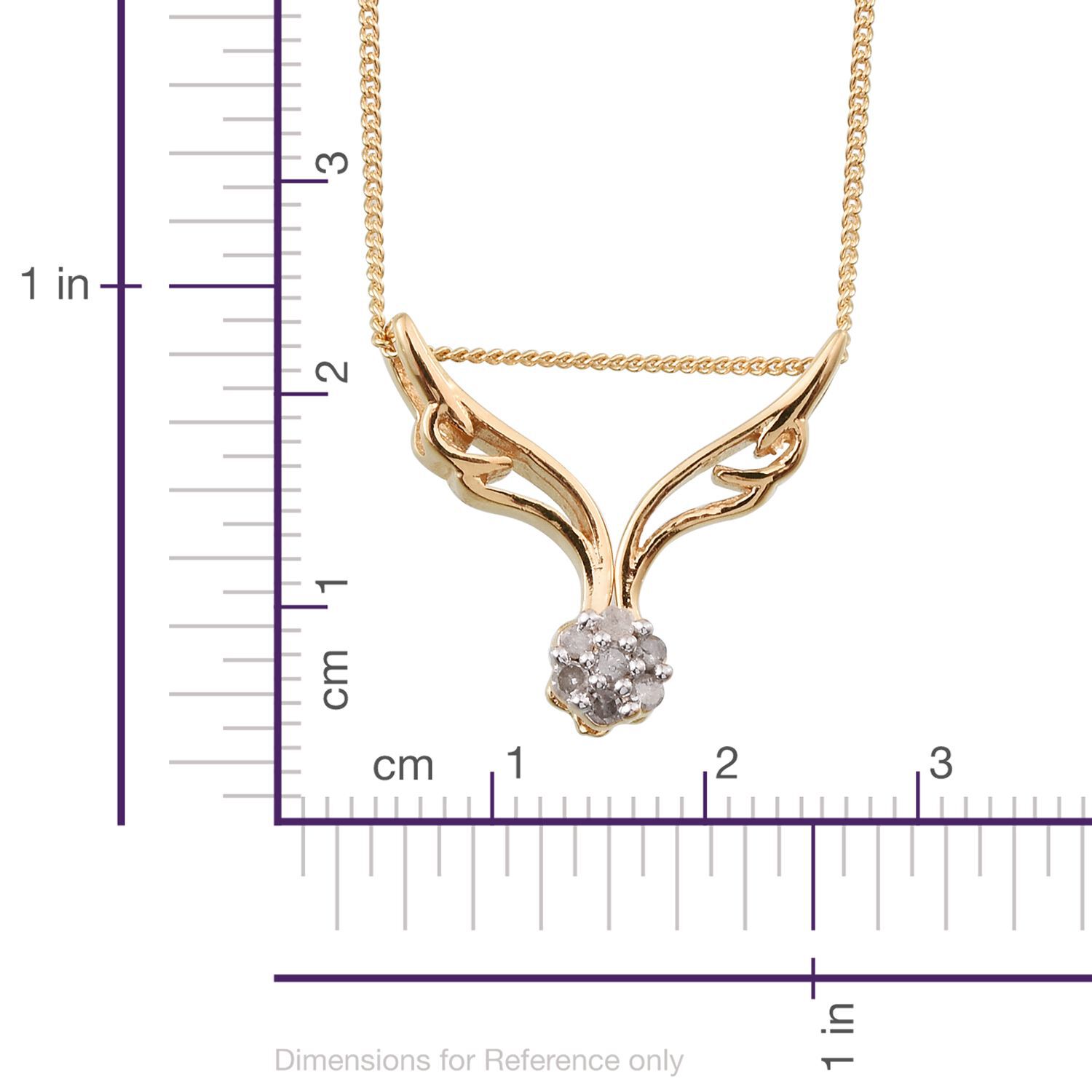 Diamond (Rnd) Pendant With Chain in 14K Gold Overlay Sterling Silver 0. ...