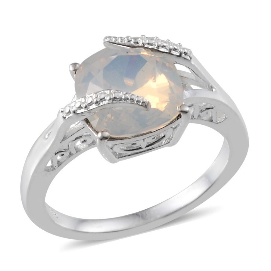- Opal Colour Crystal (Cush) Solitaire Ring in Sterling Silver 3.000 Ct ...