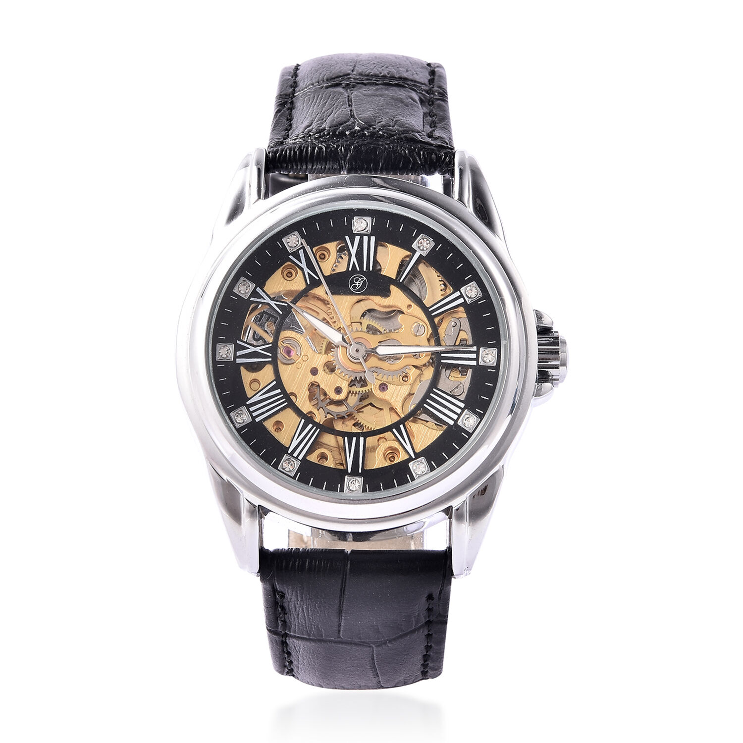 GENOA Automatic Mechanical Movement White Austrian Crystal Studded ...
