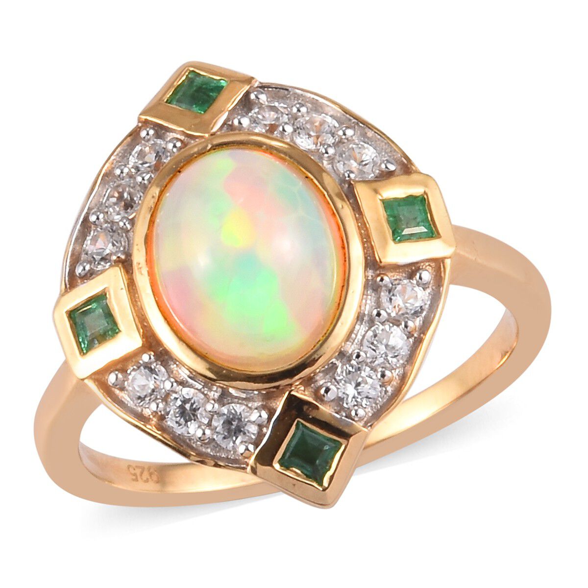 1.86 Ct. Ethiopian Welo Opal, Kagem Zambian Emerald and Natural ...