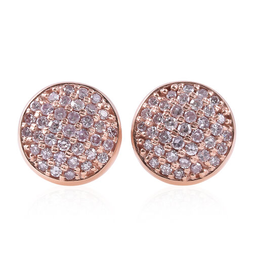 0.35 Ct Natural Pink Diamond Cluster Stud Earrings in 2.20 Grams ...