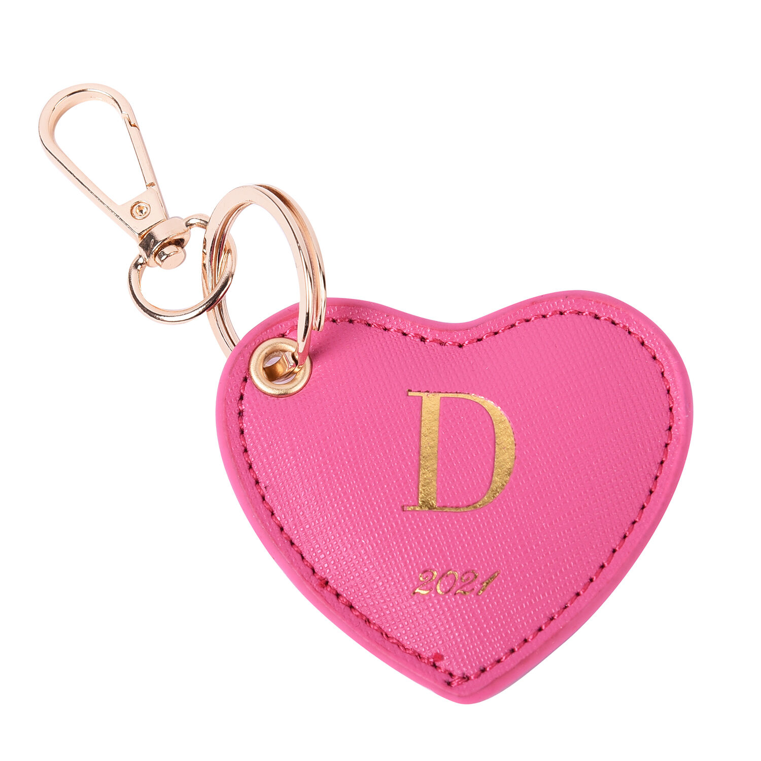 Pink Genuine Leather Heart Shaped Initial D Key Chain - 6021377 - TJC