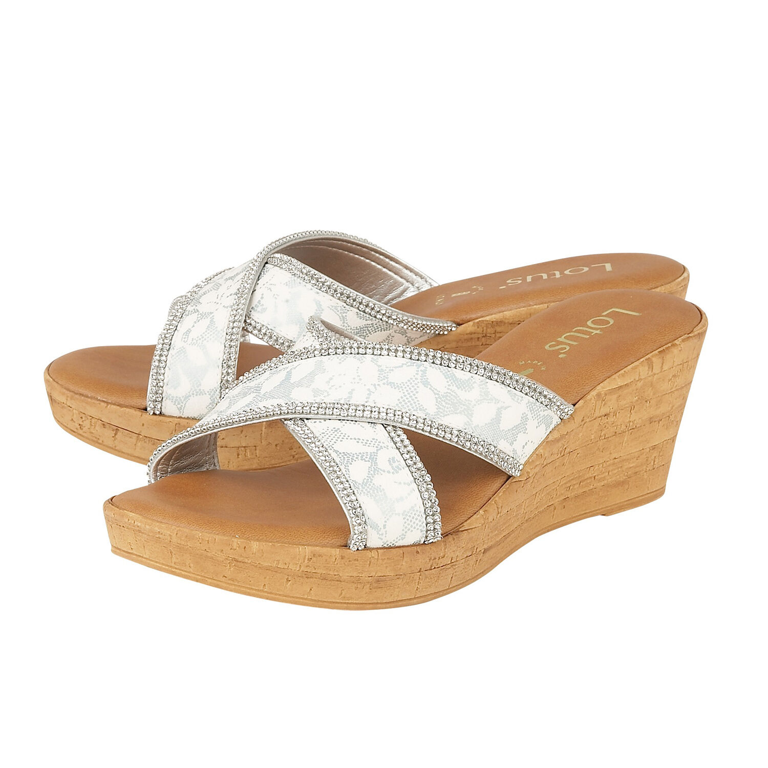 Lotus White Perla Mule Wedge Sandals (Size 8) - 3581736 - TJC