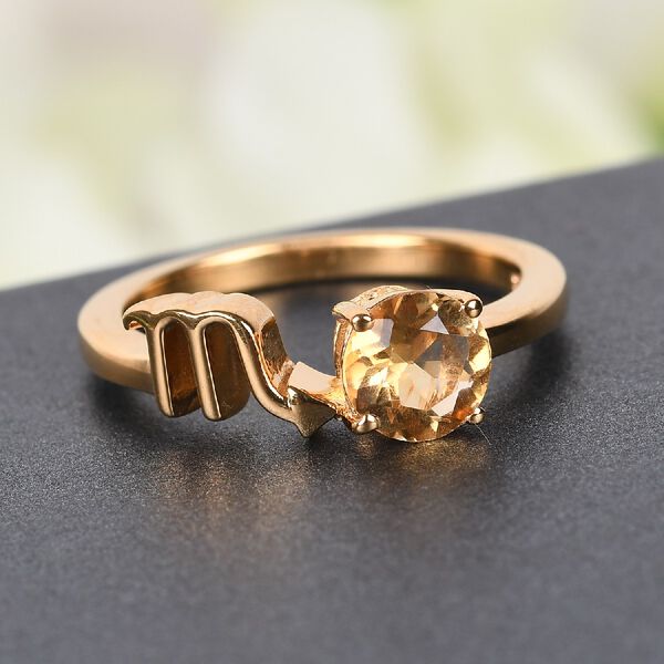 November Citrine Zodiac Scorpio Sign Ring in Gold Plated Silver, 0.75 ...