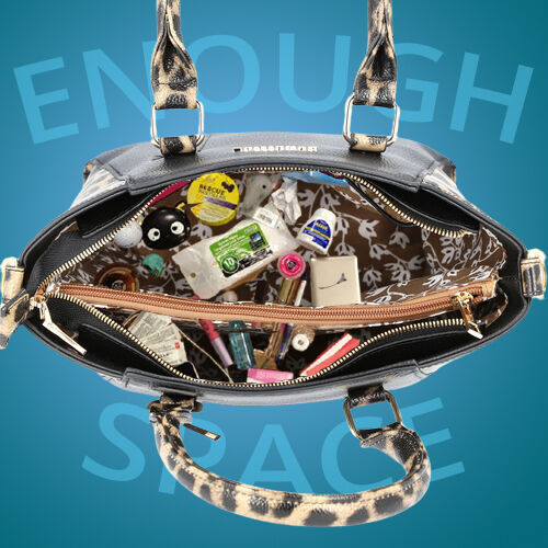 Sencillez 100% Genuine Leather Leopard Printed Handbag with Detachable ...