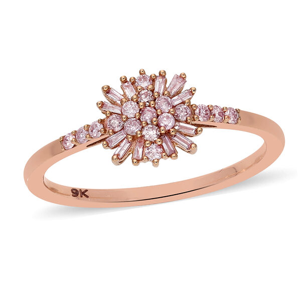 0.25 Ct. Pink Diamond Floral Cluster Ring in 9K Rose Gold - M3755937 - TJC