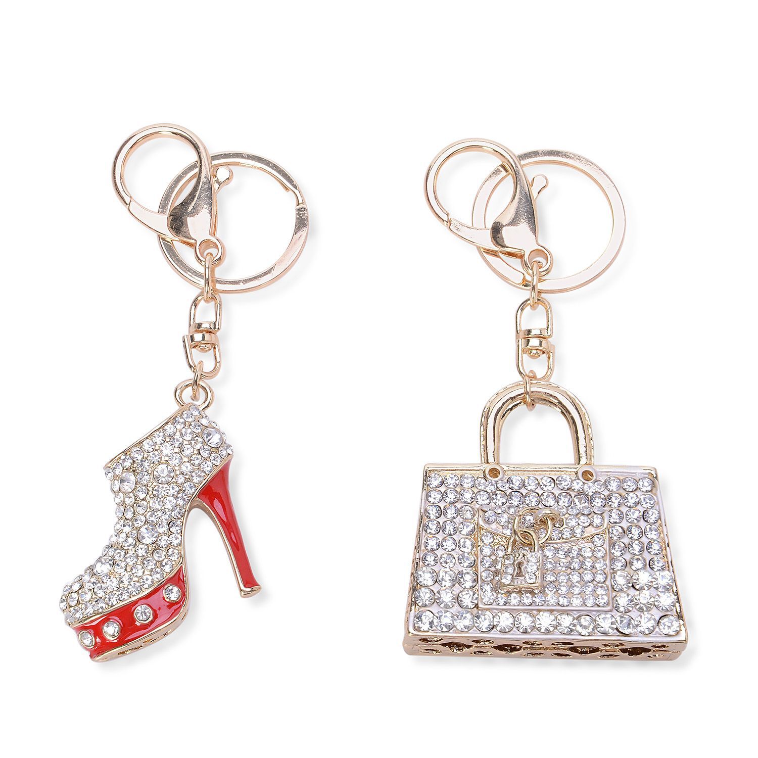 Set of 2 - White Austrian Crystal Studded Red Enameled Sandal and ...