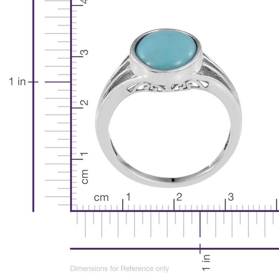 Sonoran Turquoise (Ovl) Solitaire Ring in Platinum Overlay Sterling ...