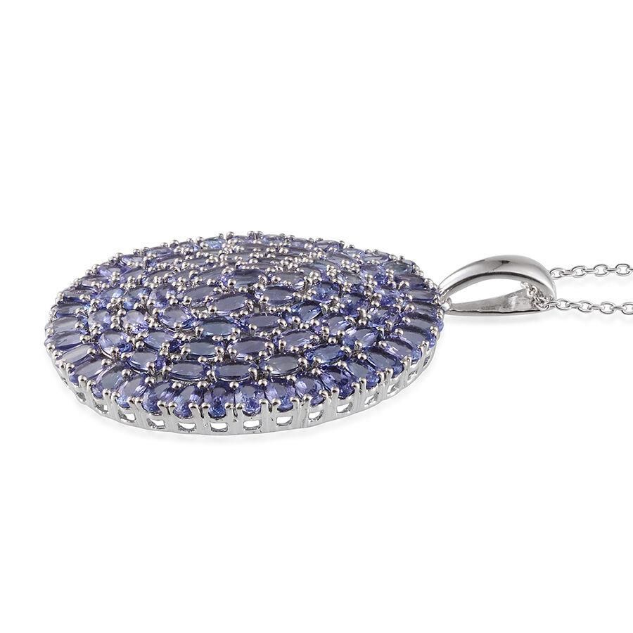 Tanzanite (Ovl) Cluster Pendant With Chain in Platinum Overlay Sterling ...