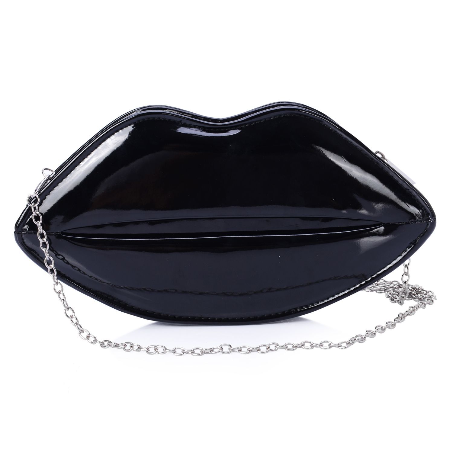 Black Pout Shape Clutch Bag with Chain Strap (Size 28x14x5 Cm ...