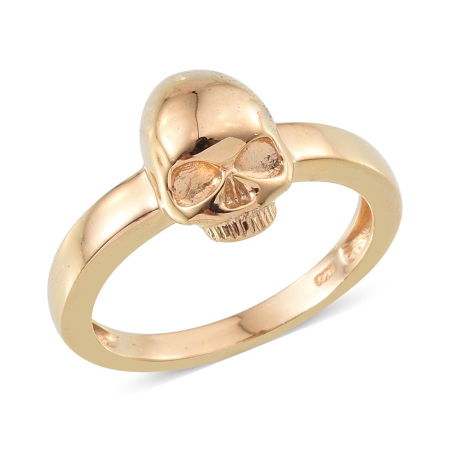 14K Gold Overlay Sterling Silver Skull Ring, Silver wt 3.82 Gms ...