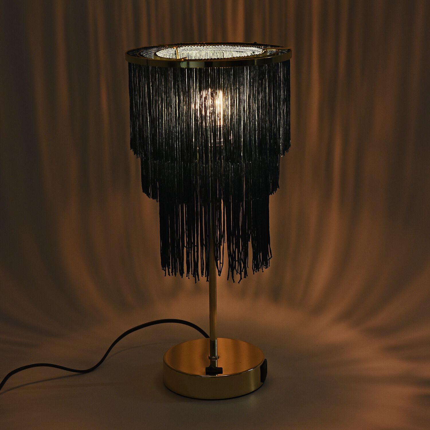 3 Layer Tassel Table Lamp with Two USB Port H42 Cm in Blue Colour ...