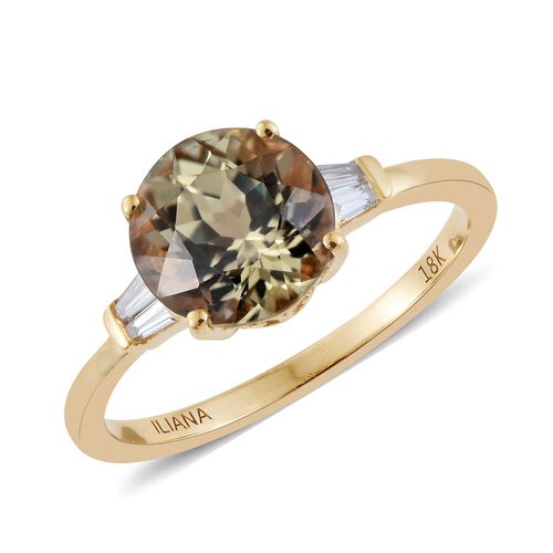 ILIANA 18K Yellow Gold 2.13 Carat AAA Turkizite Ring With Diamond SI G ...