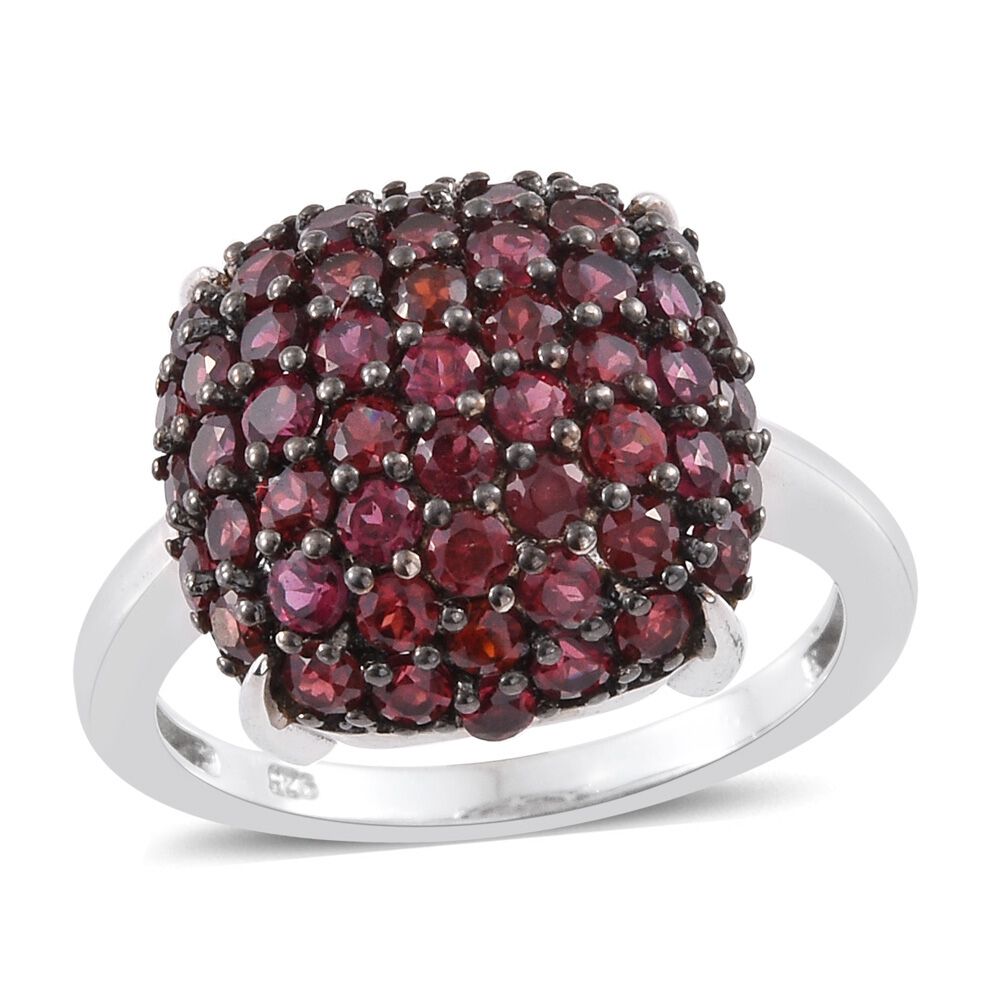 3.50 Ct Anthill Garnet Cluster Ring in Platinum Plated Sterling Silver ...